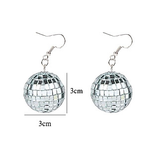 Azusa Sun Disco Ball Earrings Colorful 70'S 80'S 90'S Disco Cool Punk Earrings for Women Outfits Accessories Jewelry Gift - Purple