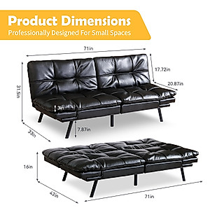 Hcore Bed, Memory Foam Futon Sofas, Classic Black