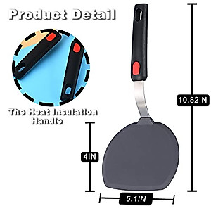 Tenta tenta kitchen Silicone Turner Wide Pancake Spatula Pizza Peel Kitchen Utensil Nonstick Cookware Safe Kitchen Flipper for Griddle Cooking and Baking- 600°F Heat-Resistant Rubber Egg Spatulas.