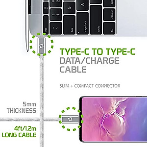 Dual USB-C/PD 60W Fast Charging Cord Compatible with vivo V20 2021 Plus 5Gbps Data Transfer for Power Delivery Hi Capacity Charging (Black)