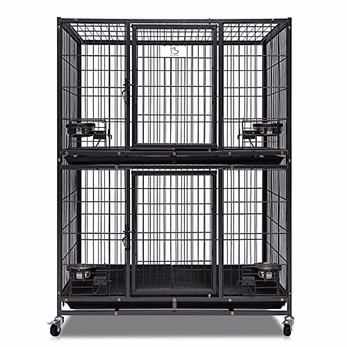 New 37" Homey Pet Two Tier Pet Dog Cat Cage with Feeding Door and Bowls