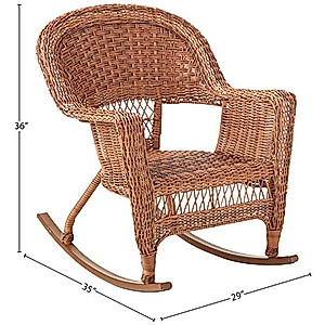 Jeco Set of 2 Wicker Rocker Chairs, Honey