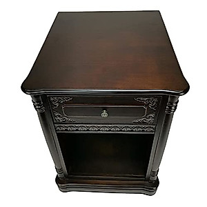 Benjara Kai 26 Inch Classic Wood Accent Chest, 1 Drawer, Open Space, Carved, Brown