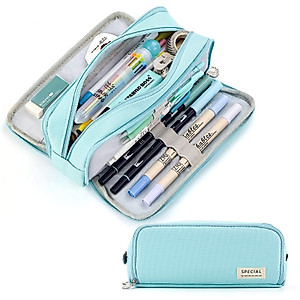 CICIMELON 2 Pencil Case Large Capacity Pen Pouch 3 Compartment Pen Bag for School Teen Girl Boy Men Women