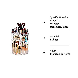 Argox 360° Rotating Makeup Organizer Clear Cosmetic Storage Display Case with Layers and Detachable Shelves for Bedroom Dresser. (Top Divided - Transparent)