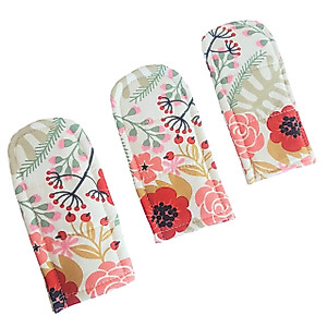 CUSHYSTORE 3X Pan Handle Holder Cover Canvas Holders Heat Resistant Anti-Scalding Protector (Sweet Exotic Flower)