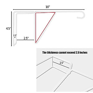 Hlimior 6 Pack Vinyl Fence Hooks - 5 x 10 inches Durable Patio Hangers Powder Coated Steel Fence Hangers for Indoor & Outdoor Hanging Plants, Planters,Bird Feeders, Lights, Basket, Decoration （White）