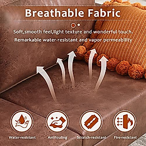 YODOLLA Leather Sofa Couch, Faux Leather Couch 79" Wide, Mid Century Modern Couches for Living Room, Brown Leather Sofa Couch, Saddle Brown