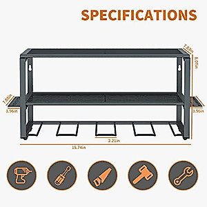 Power Tool Organizer, Garage Tool Organizers and Storage, 3 Layers Heavy Duty Metal Tool Shelf, Drill Holder Wall Mount, Utility Storage Rack for Cordless Drill Charging Station Screwdriver