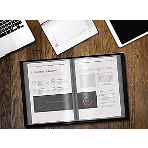 Better Office Products 12 Pocket Bound Presentation Book, Black with Clear View Front Cover, 24 Sheet Protector Pages, 8.5" x 11" Sheets, Art Portfolio, Durable Poly Covers, Letter Size, Black