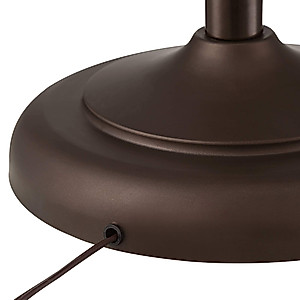 Franklin Iron Works Ferris Industrial Rustic Farmhouse Adjustable Pharmacy Floor Lamp Downbridge 57" Tall Bronze Faux Wood Grain Metal Brown Shade for Living Room Reading House Bedroom Family Home