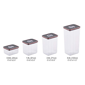 Neoflam Airtight Smart Seal Food Storage Container (Set of 3, Rectangle) | Crystal Clear Body | Modular, Stackable, Nestable Design | Easy to Clean, BPA Free (3.6 L, 121.7 oz)