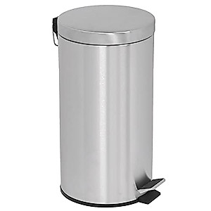 M&T Displays Stainless Steel Step On Garbage Trash Can Silver 5.3 Gallon (20 Liter) Receptacle Plastic Removable Recycle Bin Inner Bucket for Outdoor Commercial Waste Container