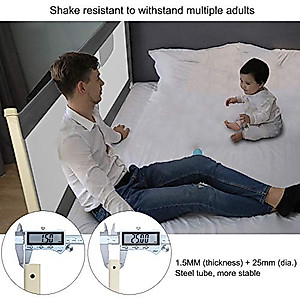 Mingfuxin Extra Long Safety Bed Rails for Toddlers, Vertical Lifting Foldable Bed Guardrail Crib Bed Rails Guard for Kids Twin, Double, Queen & King Size with Dual Lock- Single Side 70"