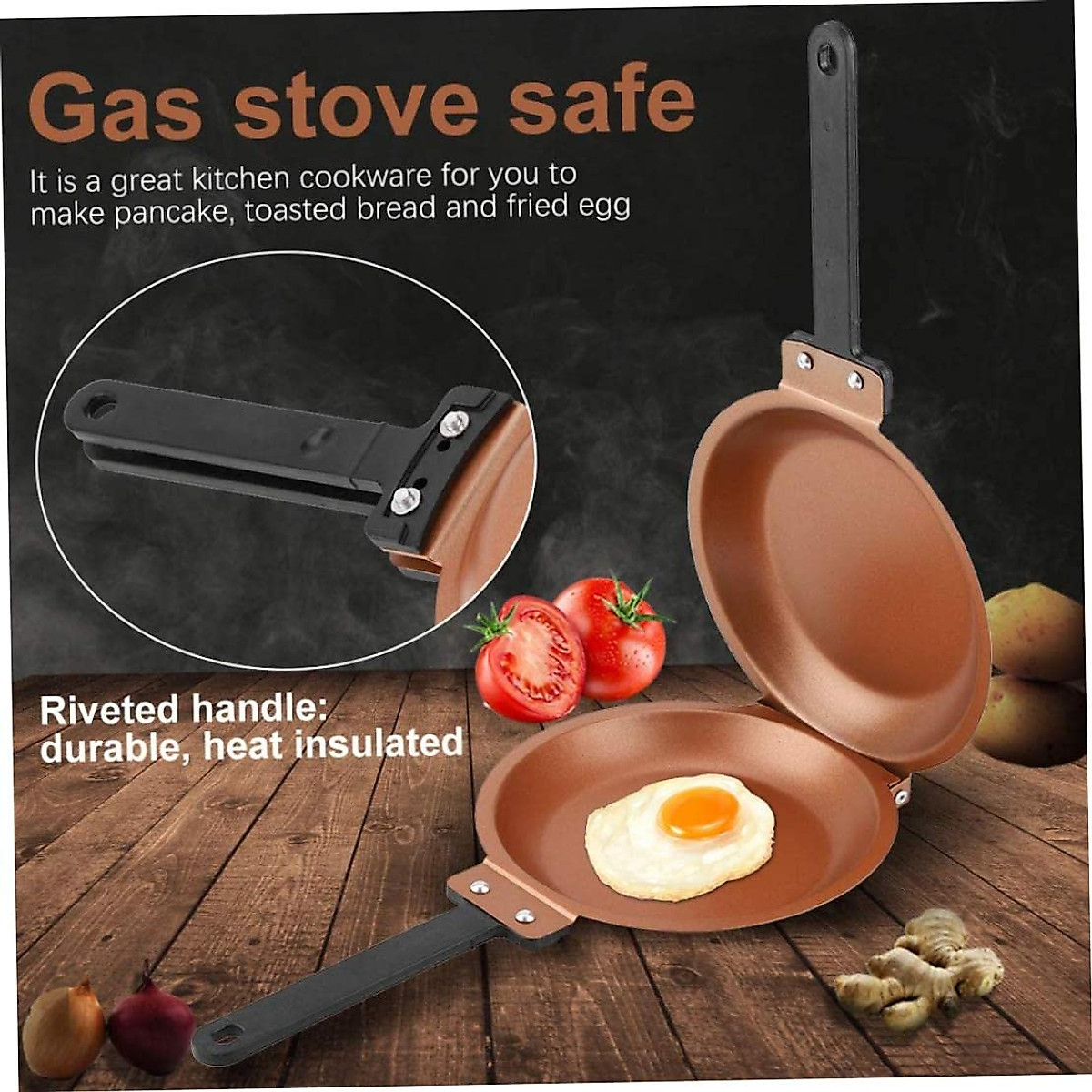Pancake Maker,Pancake Maker, Dishwasher Safe Specialty Anthracite Nonstick Copper Double Pan Omelette Pan Flip Pan For Home Kitchen