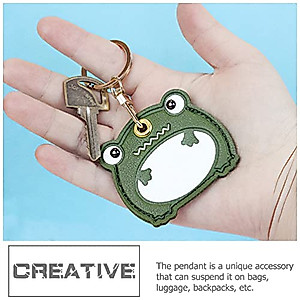 Generic Frog Keychain Frog Keychain Compatible for AirTag Keychain:Leather Tracker Cover Cute Cartoon Frog Shaped Air-Tag Holder Anti-Lost Tracker Shell for Women Key Fob Keychain Key Fob Keychain