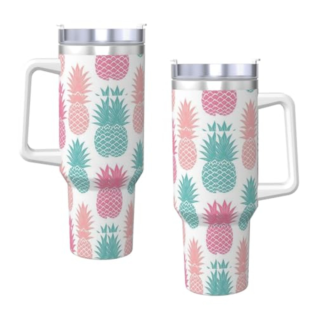 HULIBIN Colored pineapple Print Double Deck Stainless Steel Travel Coffee Cup With Lid 40 Oz Ice Bully Cup