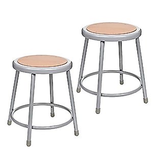 (2 Pack) OEF Furnishings Grey Shop Stool, 18”, No Assembly Required