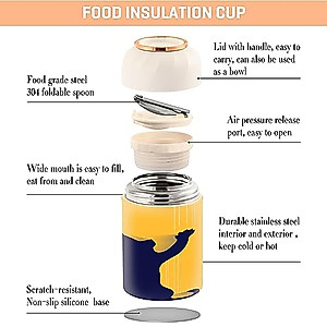 CUPADA Cute Black Cat Food Jar, Scratch Yellow Insulated Hot Food Jars Vacuum 17OZ with Folding Spoon for Work Trip Picnic Camping