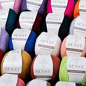 Sensy 100% Recycled Cotton Yarn for Amigurumi Knitting and Crochet, Macrame Yarn, Ideal for Blanket, Throws, Pillow, Baby Dolls Projects 4 Skeins (Baby Blue)