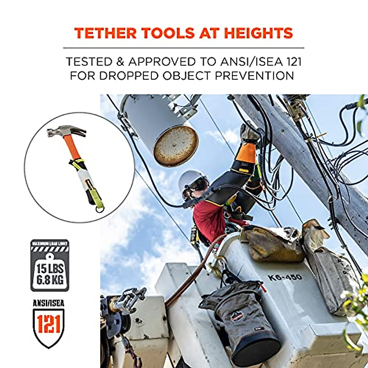 Ergodyne Squids 3703 Tool Tail Attachment with Loop End, Standard Length, 15 Pounds,Lime