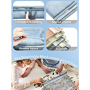 SHAPERME A4-2Layers 10 Pack Colored Mesh Zipper Pouch Bags, Double-Layer Nylon Puzzle Building Block Sets Toy Storage & Organization, Breathable See Through Zipper Pouch