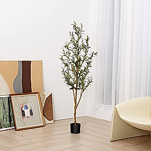 Kazeila Artificial Olive Tree Realistic Fake Silk Tree 5 Feet Tall Faux Plant for Home Decor Indoor