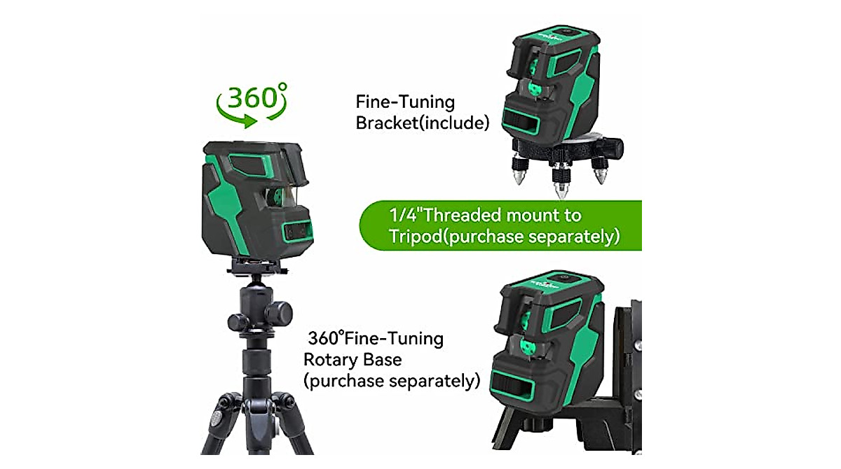Excited Work 2D Green Laser Level - Self Leveling Tool