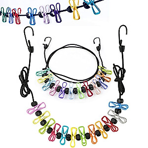 2Pack Retractable Portable Clothesline for Travel，Clothing line with 12 Clothes Clips, for Indoor Laundry Drying line,Outdoor Camping Accessories (2)