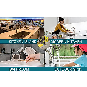 Sink Splash Guard for Kitchen, Silicone Faucet Splash Catcher, Faucet Drip Catcher, Faucet Mat for Kitchen Sink, Drip Guard for Sink (Black)