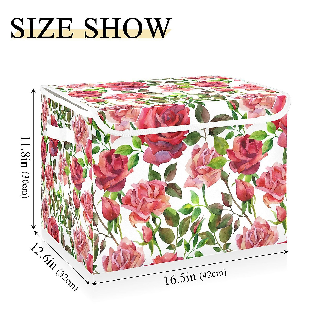 xigua Rose Storage Bin with Lids Larger Collapsible Decorative Cube Storage Bins with Handles Divider for Bedroom Closet Living Room