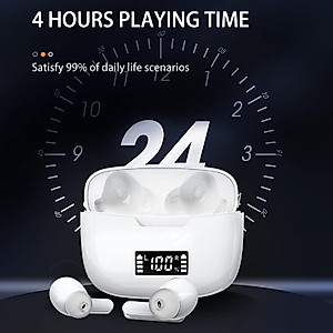 BD&M Wireless Earbuds, Bluetooth Headphones Waterproof Ear Buds Stereo Touch Control Earphone with LED Power Display, Bluetooth Earbuds for Sport, Work, Gym Compatible with iPhone & Android