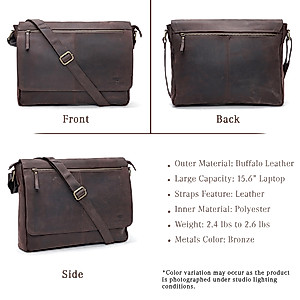 LUXEORIA Leather Briefcase Shoulder Bag for Women & Men, Over the Shoulder Bag for Women Crossbody & Mens Briefcase Office Bag for Travel | Opulent - Dark Brown