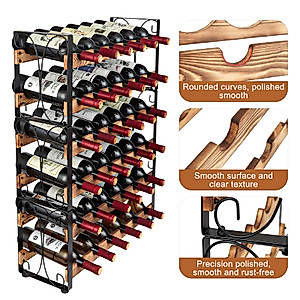 X-cosrack Stackable Rustic 36 Bottle Wine Rack, Freestanding Floor Wine Holder Stand Can Used Separate or Stacked 6 Tier Wobble-Free Wine Display Storage Shelf for Kitchen 24.5''L x 8.6''W x 33.4''H