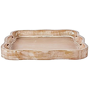 Mud Pie Scalloped Beaded Tray, 18" x 18", Brown