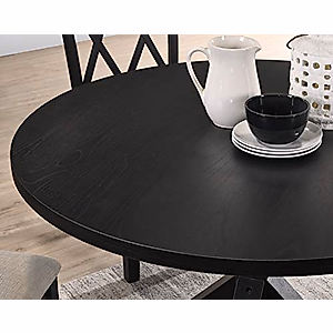 Roundhill Furniture Windvale Cross-Buck Wood 5-Piece Dining Set, Black