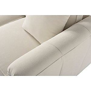 Lepfun Chesterfield, 86.6” Flare Sofa, Tufted 3 Seater Furniture, Velvet Couch with Scroll Arms and Nailhead for Living Room, Bedroom, Office, Apartment (Beige)