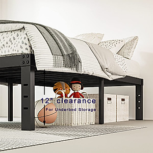 Neslime 14 Inch Twin Bed Frame No Box Spring Needed, Metal Platform Twin Size Bed Frame, Heavy Duty, Easy Assembly and Noise Free, Black