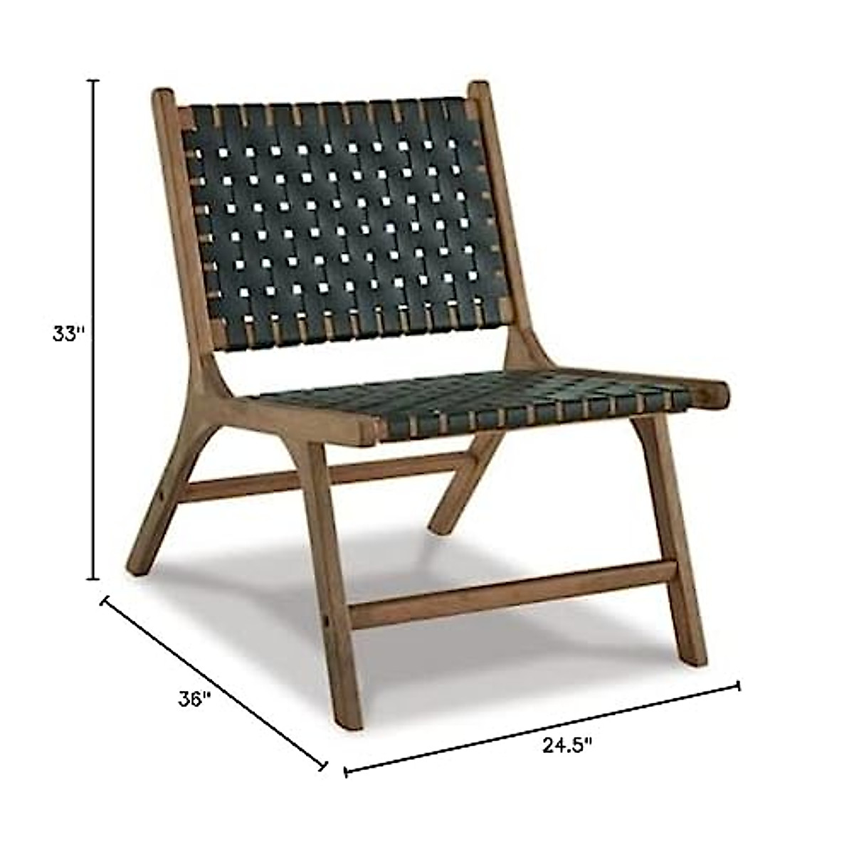 Signature Design by Ashley Fayme Mid-Century Modern Leather Accent Chair, Light Brown & Black