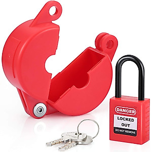 Honoson Valve Lockout and Safety Padlock Combination Oil Gas Valve Lock Natural Gas Valve for Chemical Industry, 1-2.5 inch, Red (1 Pack)