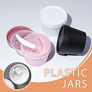 LONGWAY 3.4oz/100ml Empty Leakproof Cosmetic Pot Jars，Wide-Mouth Plastic Mask Container with Dome Lids for Beauty Products, DIY Slime Making or Travel Storage MakeUp（Black）