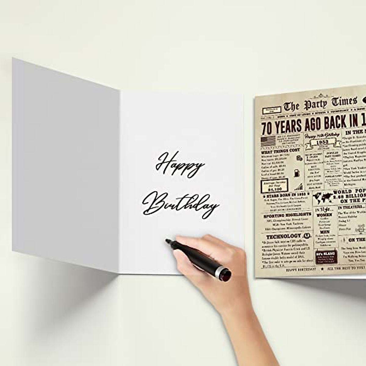 Giant 70th Birthday Card Decorations for Him Her, Cheers to 70 Years Old Birthday Ideas for Mom Dad, Happy 70th Birthday Gifts for Wife Husband, Gifts for 70 Birthday Party, Funny 1953 Bday Gift for Parents