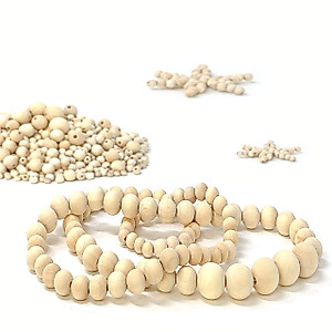 1000pcs Natural Wooden Beads, Round Wood Beads Unfinished Wooden Decorative Beads Loose Spacer Beads for Crafts Making 7 Sizes (20mm, 16mm, 14mm, 12mm,10mm, 8mm, 6mm)