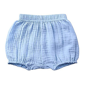 EISHOW 5 Packs Infant Baby Summer Shorts Soft Loose Bloomers Unisex Girls Boys Cotton Linen Blend Harem Triangle Shorts Pants