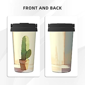 WANGXUEE Cactus Print 500ml Stainless Steel Travel Tumbler Double Wall Vacuum Insulated Coffee Mug