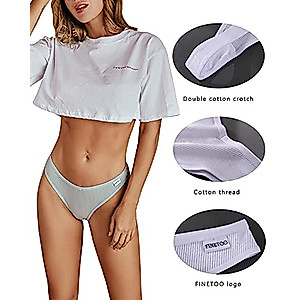FINETOO 10 Pack Thongs for Women Cotton Underwear V String Breathable Stretch Hipster Sexy Thong Panties S-XL