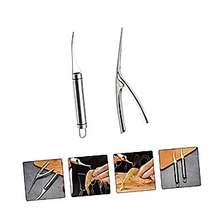 HOLIDYOYO 3 Sets Shrimp Peeler Clean up Shrimp Tool. Shrimp Line Cleaner Sea Food Accessory Sea Food Knives Seafood Deveiner Shrimp Master Tool Cleaning Gadgets Silver Stainless Steel