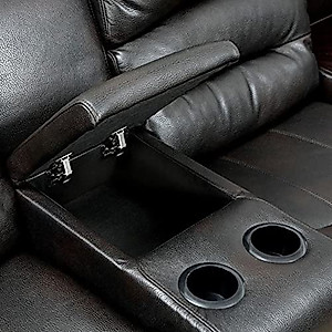 Nathaniel Home Leather Reclining Sectional, Black