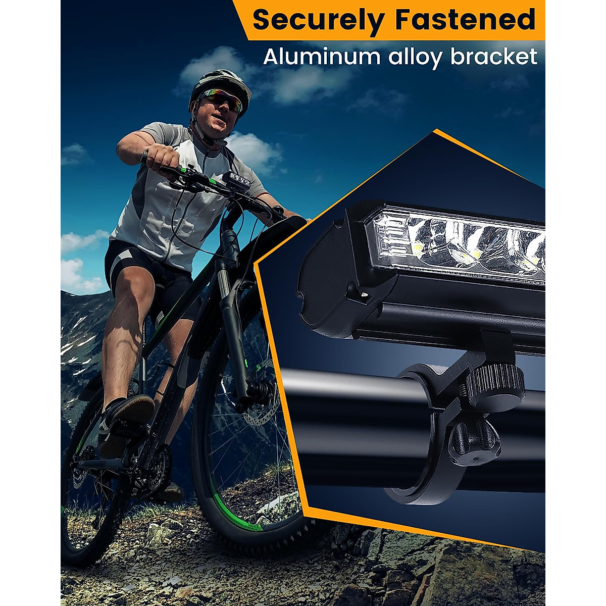 Bright Bike Light for Night Riding, 9000 Lumen Bicycle Light High Beam Low Beam, USB Rechargeable Bicycle Headlight Set, Waterproof Bike Headlight and Taillight for Adult Kid Mountain Road Commuter