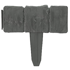Gardenised Cobbled Stone Style Outdoor Lawn Edging Gate 10pk Interlocking Stakes, Gray